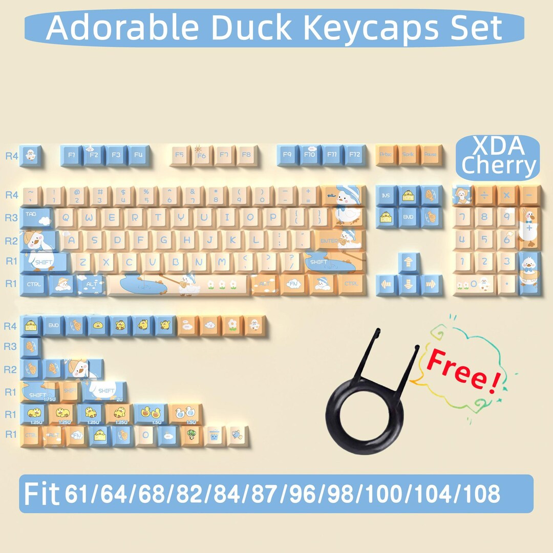 Cute Duck Keycaps Set, Anime Keycaps Set, XDA Cherry Artisan Keycaps ...