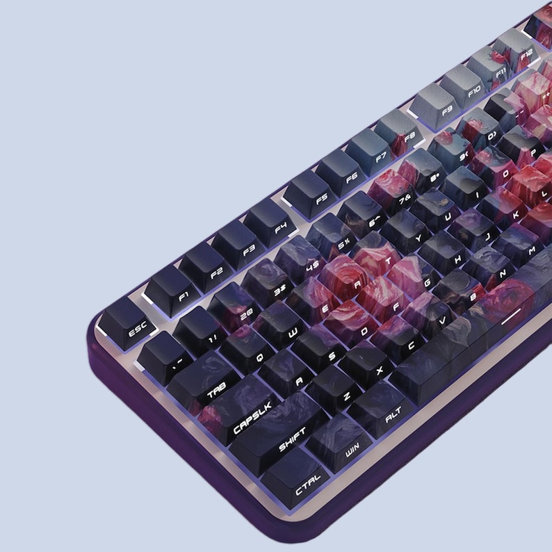 Vintage Rose Keycaps Set, Side Engraved Translucent Keycaps Set, PBT ...