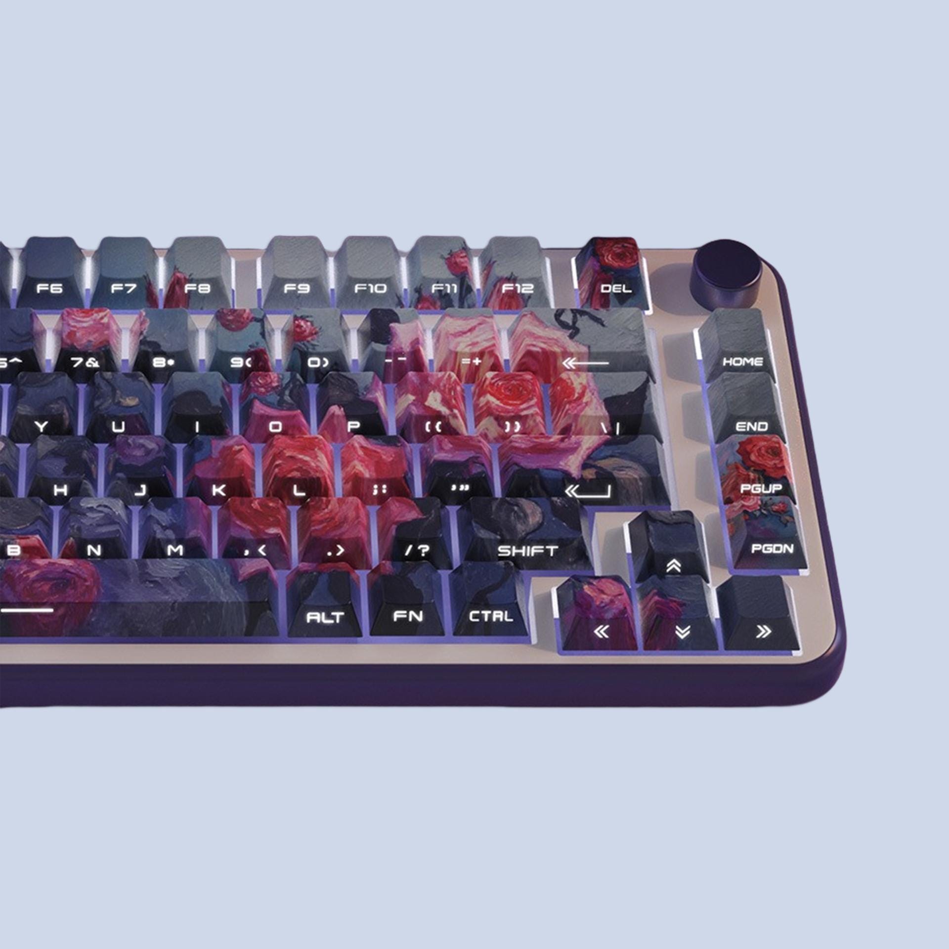 Vintage Rose Keycaps Set, Side Engraved Translucent Keycaps Set, PBT ...