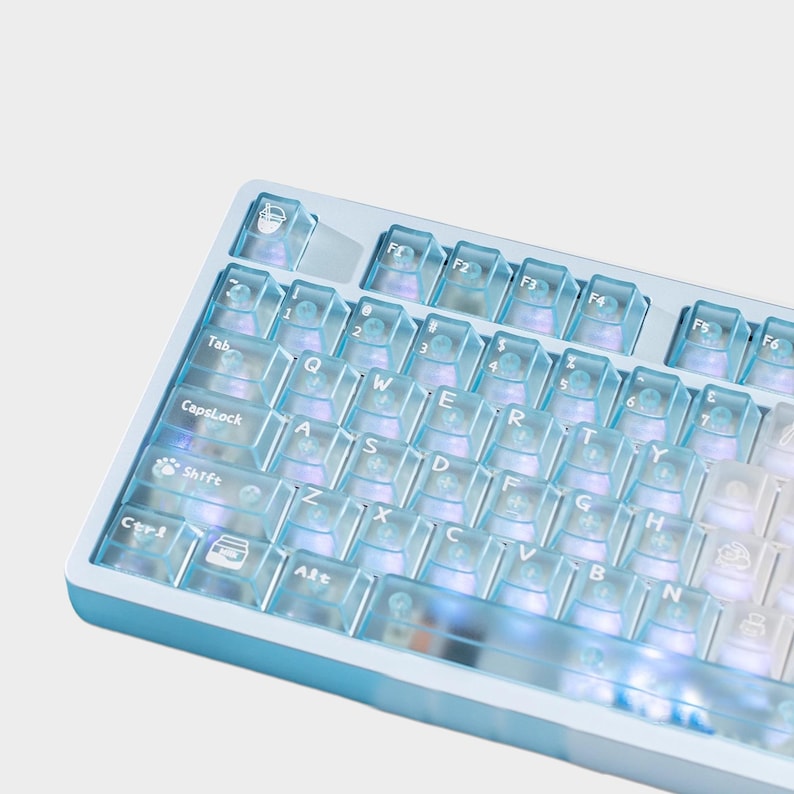 Frosted Translucent PC Blue Translucent Keycaps,flower Language Keycaps ...