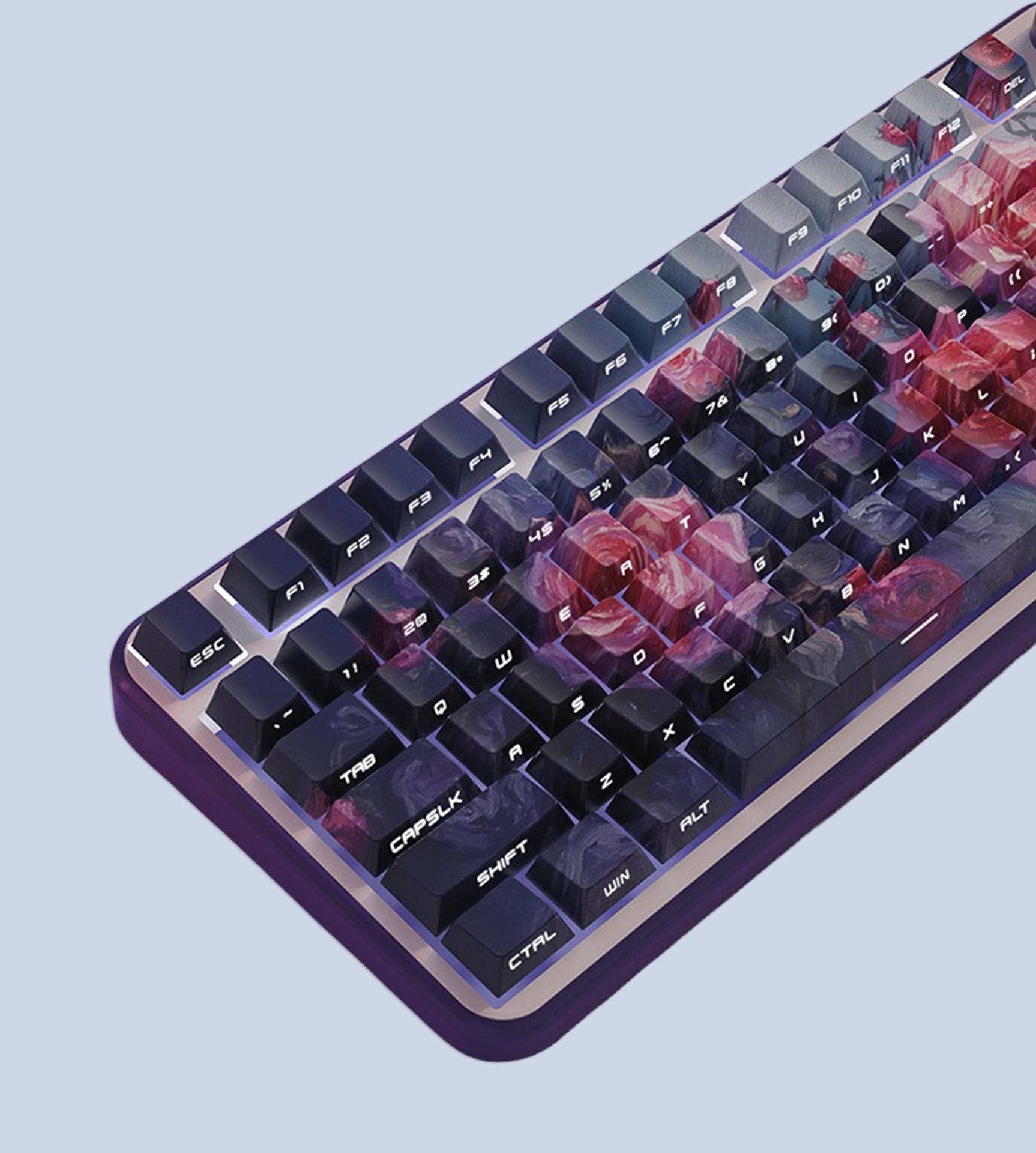 Vintage Rose Keycaps Set, Side Engraved Translucent Keycaps Set, PBT ...