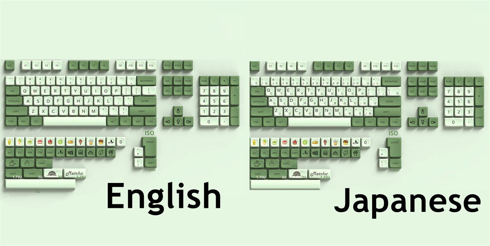 Japanese Matcha Keycaps Set, German French Keycaps Set, Mechanical ...