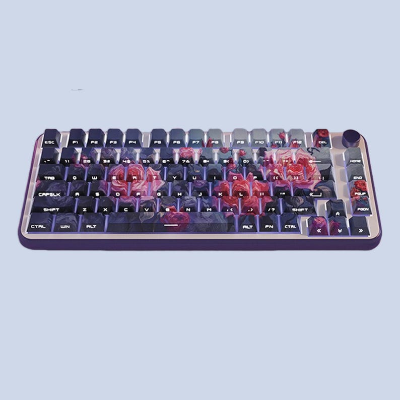 Vintage Rose Keycaps Set, Side Engraved Translucent Keycaps Set, PBT ...
