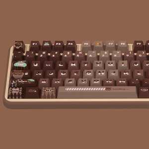 Lucky Bear Graffiti Keycaps Set, Gradient Brown Keycaps Set, Cherry 138 ...