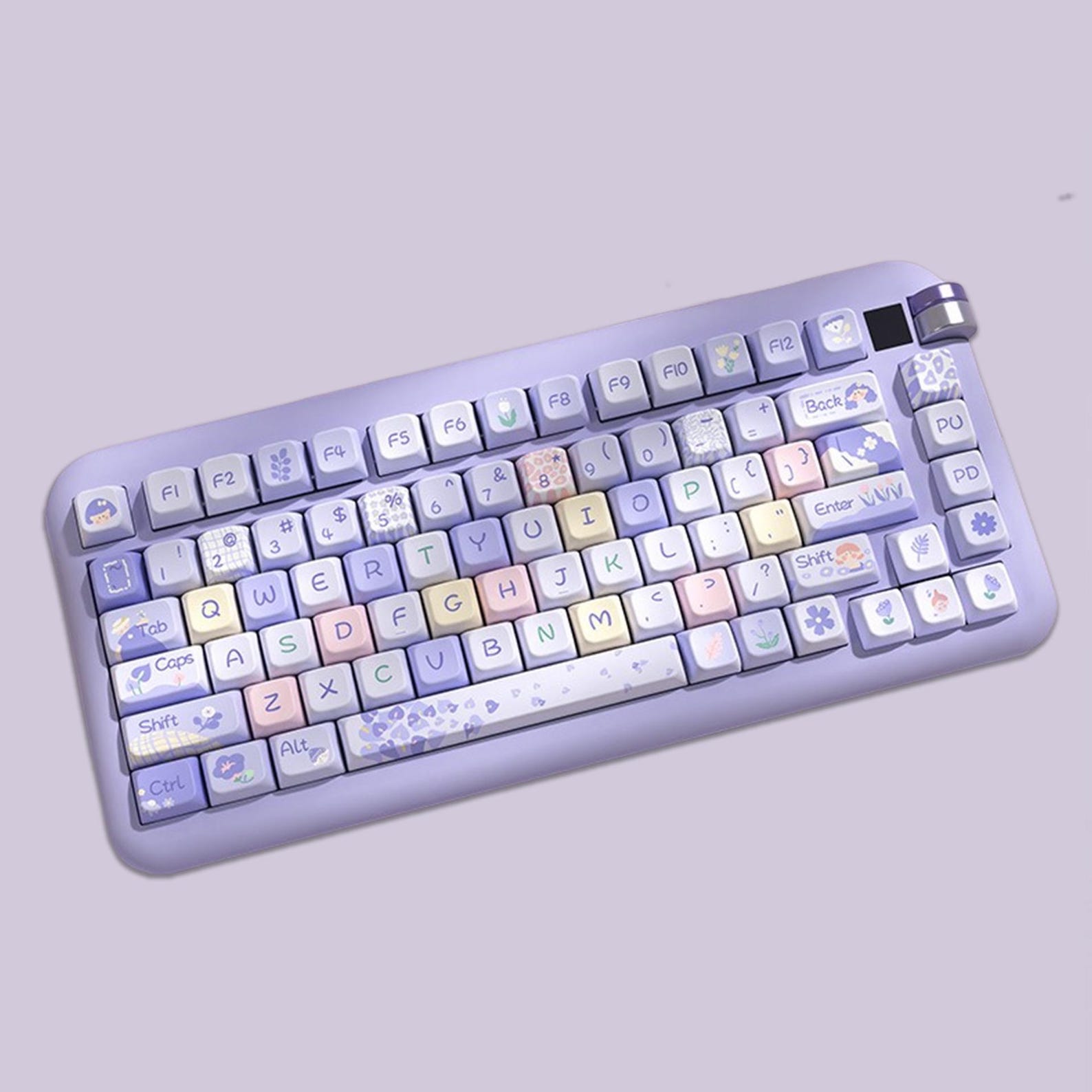 Purple Flower Keycaps Set, Cute Purple Keycaps Set, PBT MDA 138 Artisan ...