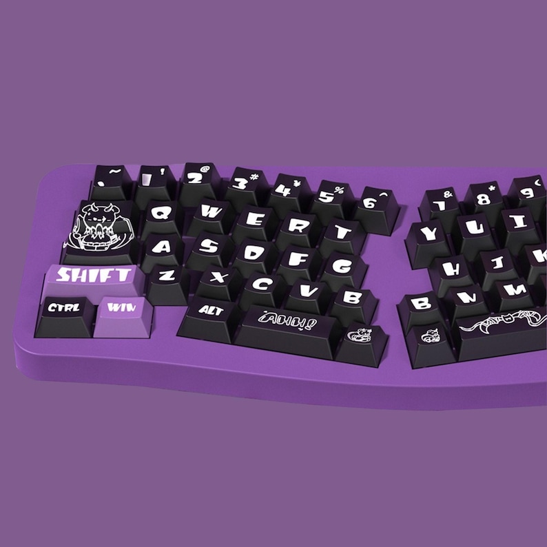 Devil Graffiti Keycaps Set, Black Purple Keycaps Set, Ergonomic ...