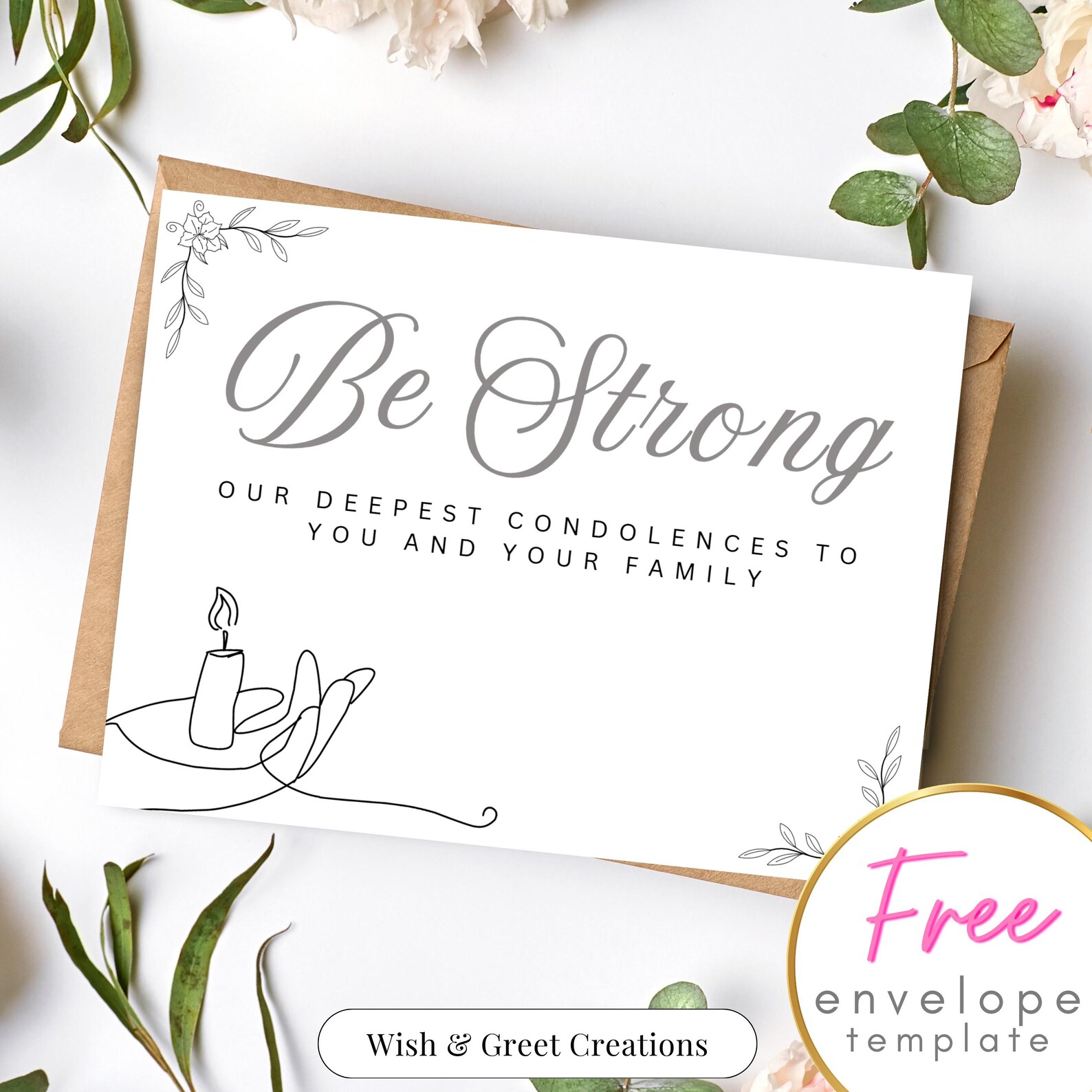 Be Strong Printable Sympathy Card and Funeral Card for Family Friends ...