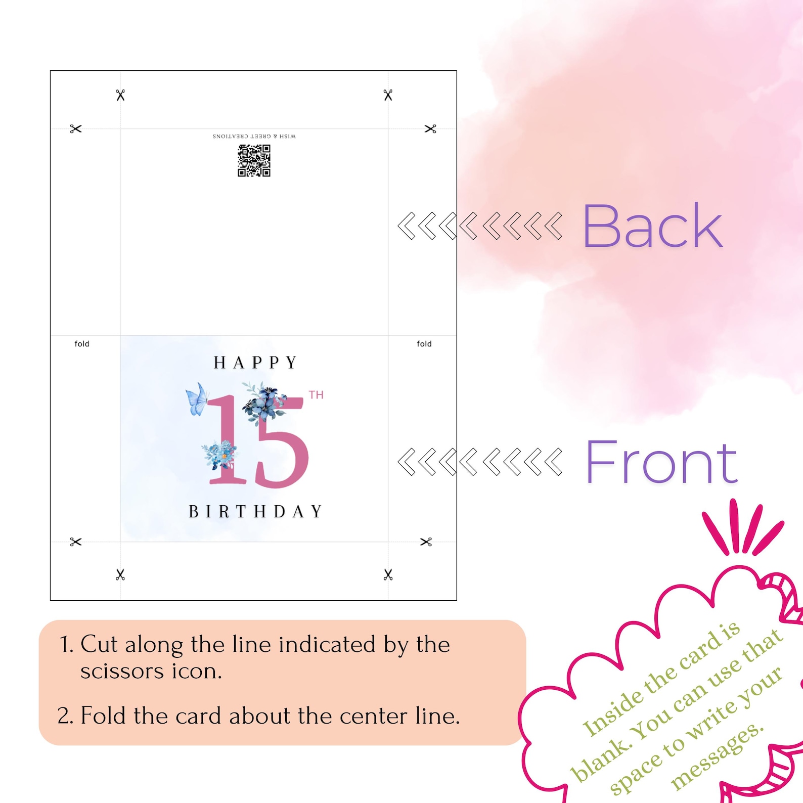 Printable 15th Birthday Card | Can Change Birthday Year | Quinceanera ...