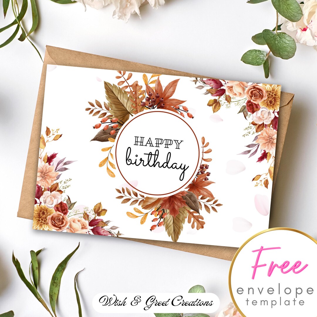 Printable Floral Birthday Greeting Card Digital Download Ready-to-use ...