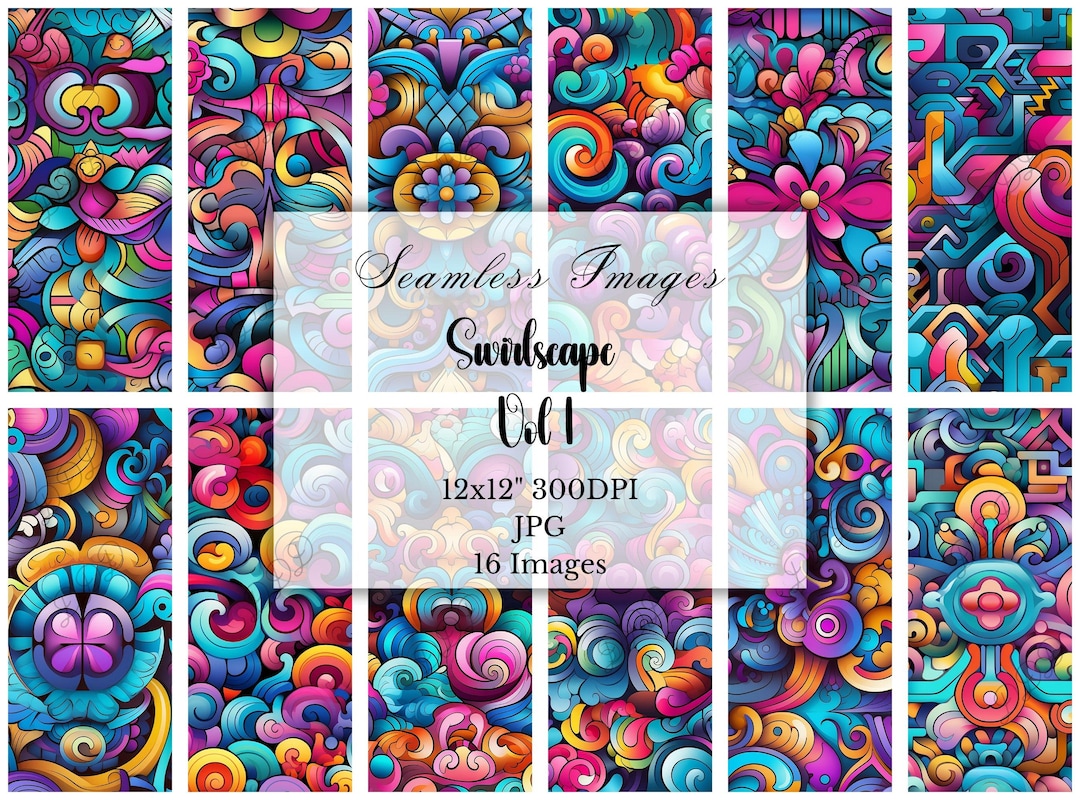 Colorful Abstract Swirl Digital Paper: Rainbow Retro ...