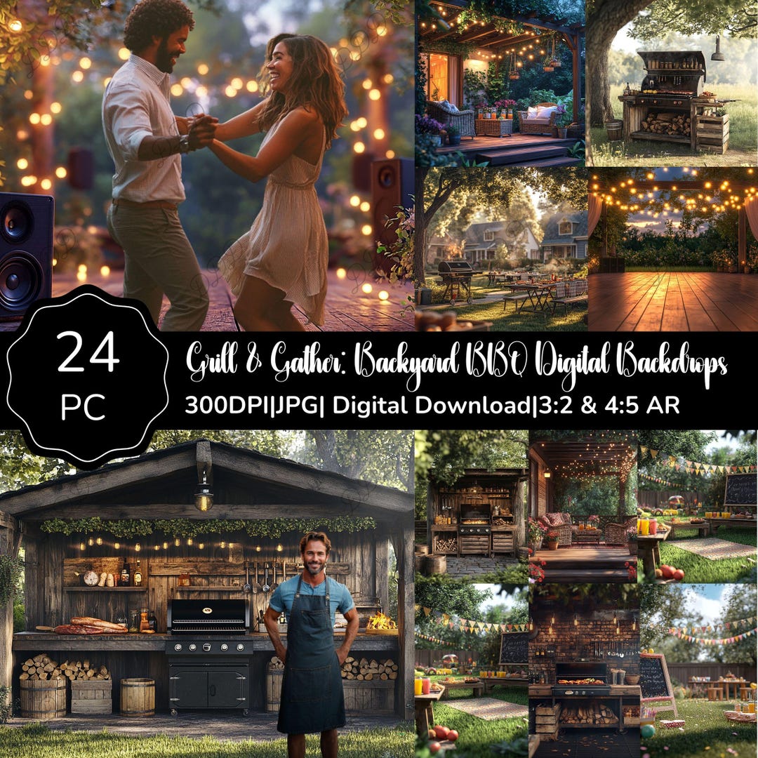 Backyard BBQ Digital Backdrops,24 JPG Digital Backgrounds, Photography ...