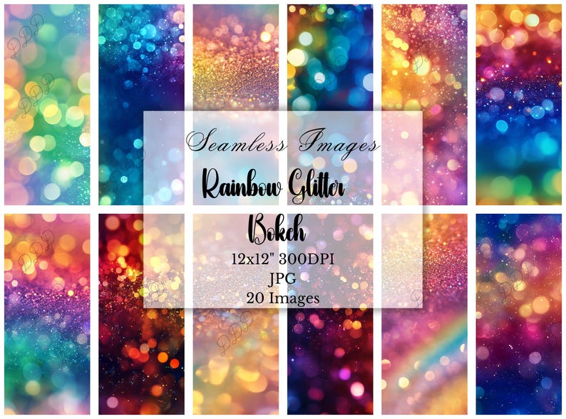 Rainbow Glitter Bokeh Digital Paper: Colorful Sparkles, Seamless ...