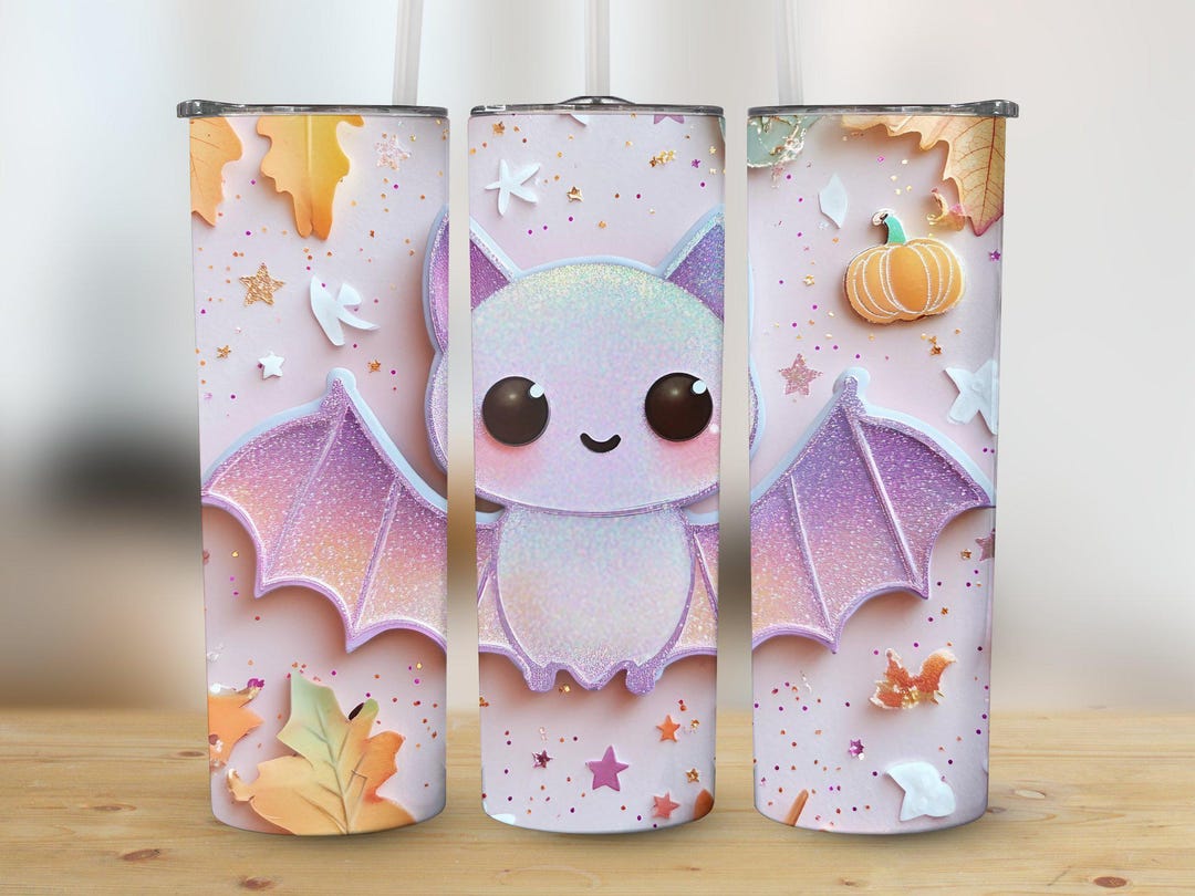 Cute Bat Fall Themed 20oz Skinny Tumbler Wraps, Straight, Tapered ...
