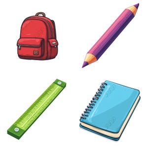 School Supplies Clipart PNG Bundle: Teacher Designs, Commercial Use ...