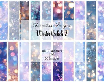 Winter Bokeh Digital Paper, Seamless Bokeh Backgrounds, Winter Lights ...