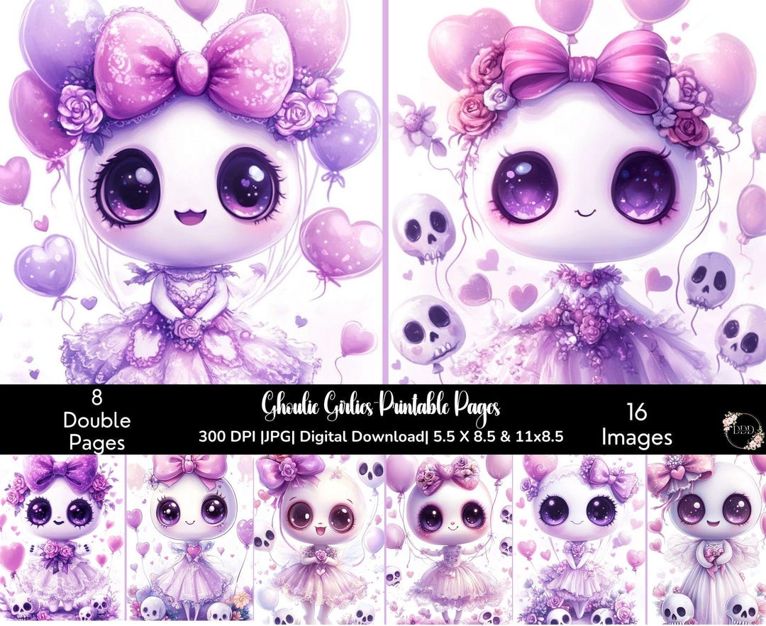 Kawaii Ghost Doll Printable Pages: Pastel Halloween Junk Journal, A5 ...