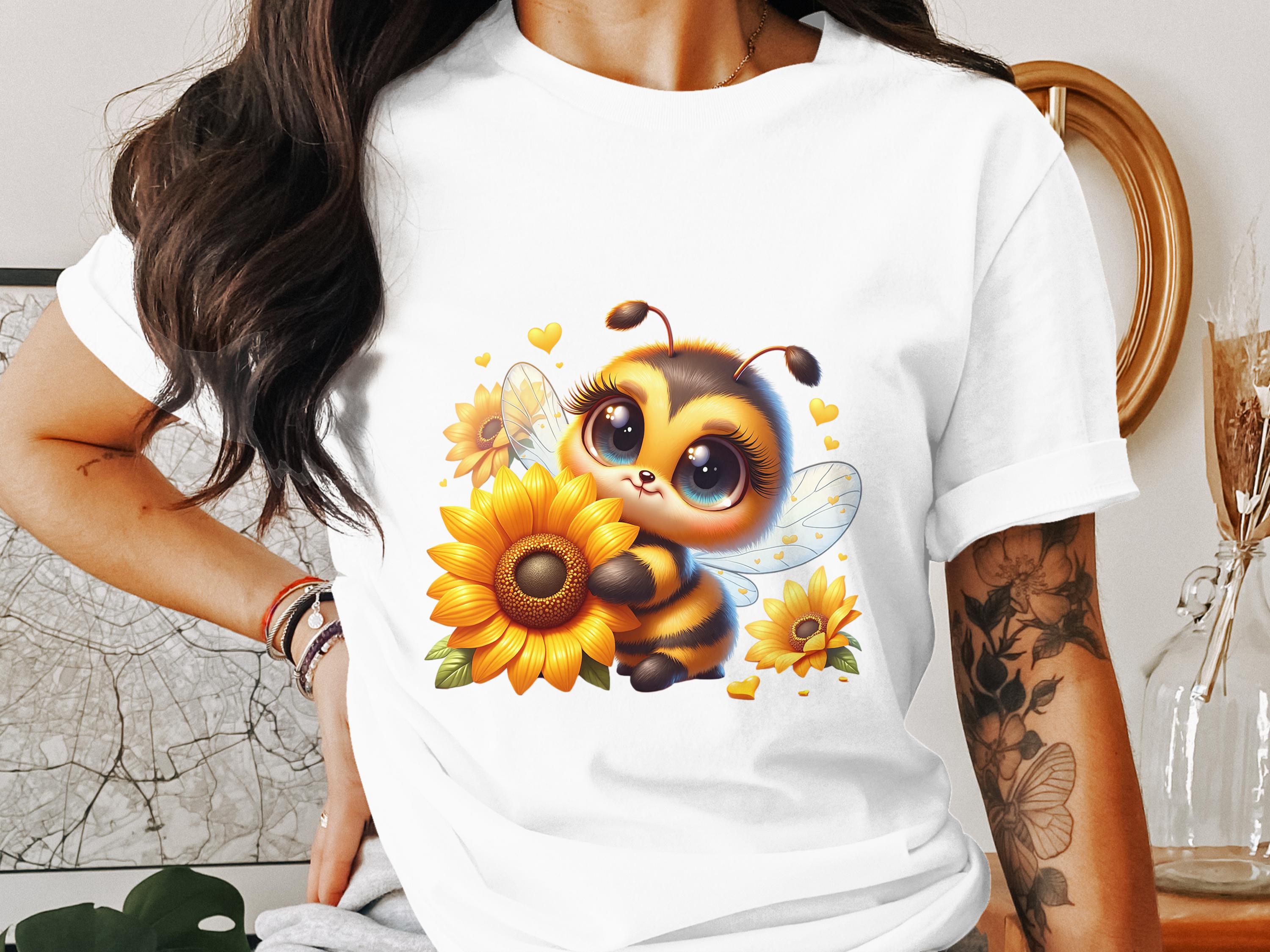 Cute Bumblebee and Sunflower Sublimation PNG, Adorable Baby Bee, High-resolution 300DPI PNG ...