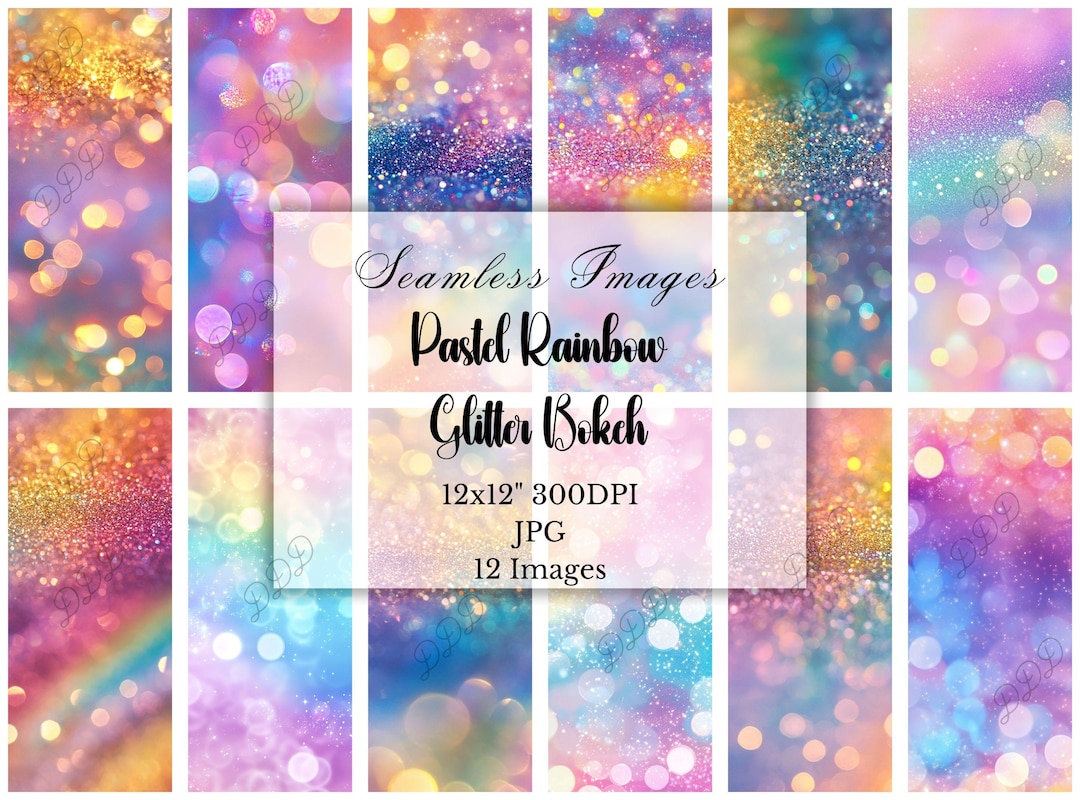 Pastel Rainbow Digital Paper: Colorful Sparkles, Seamless Patterns ...