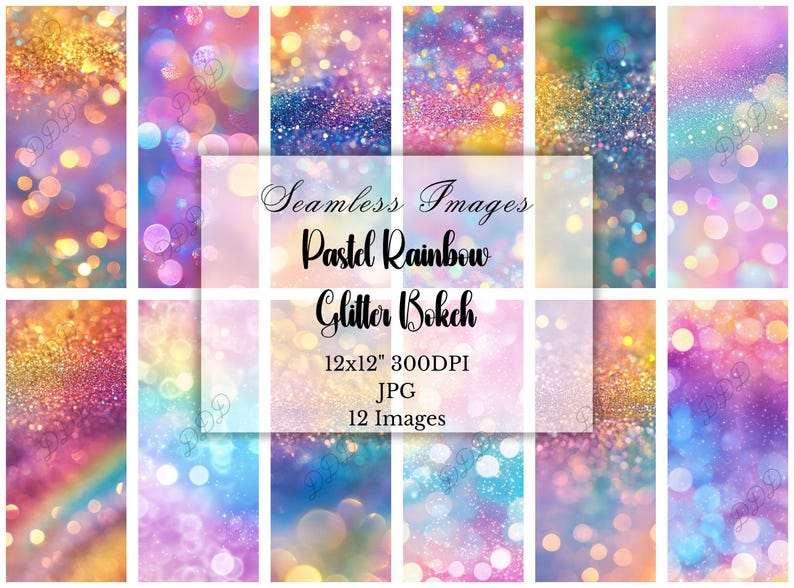 Pastel Rainbow Digital Paper: Colorful Sparkles, Seamless Patterns ...