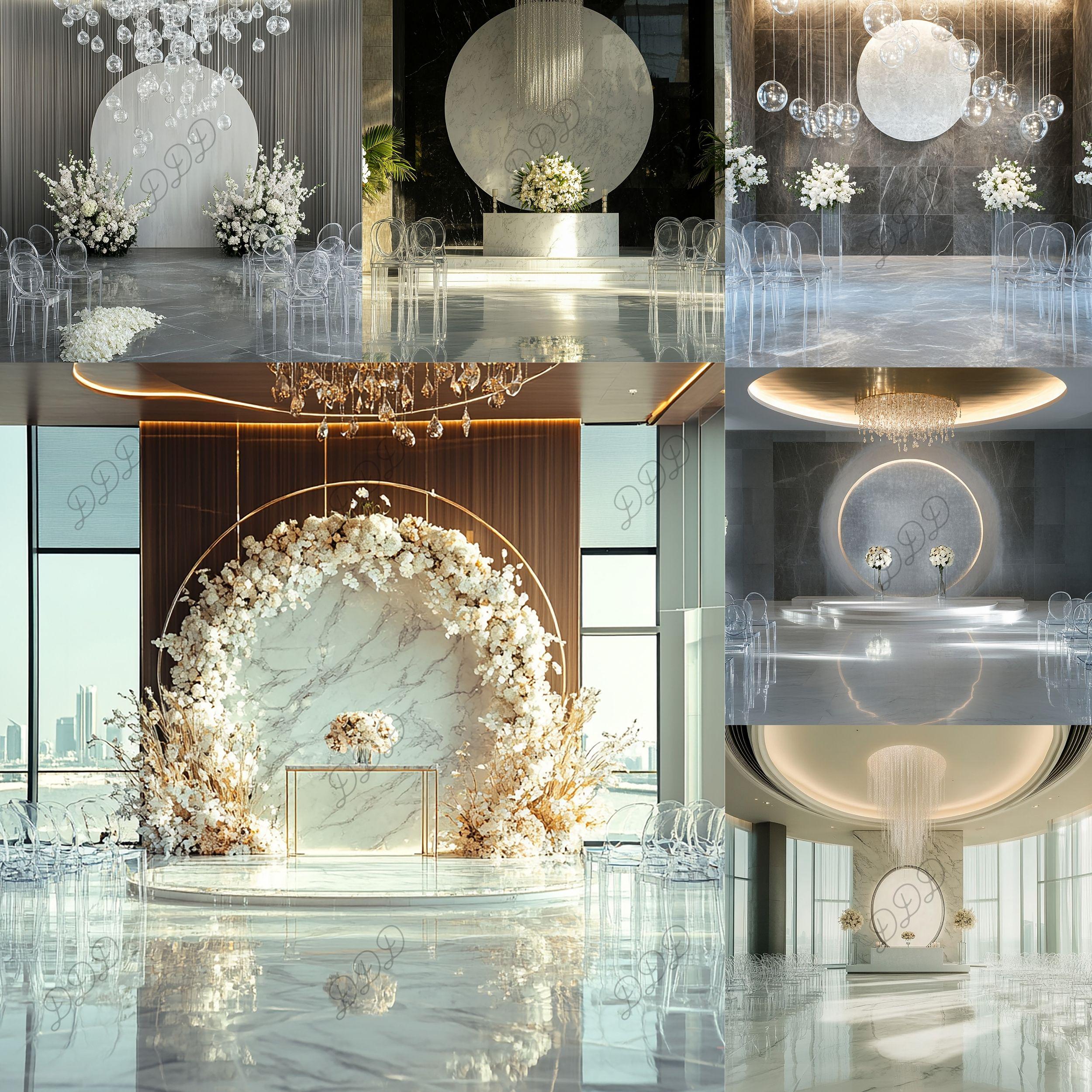 Modern Wedding Venue Digital Backdrops, Elegant Wedding Photography ...