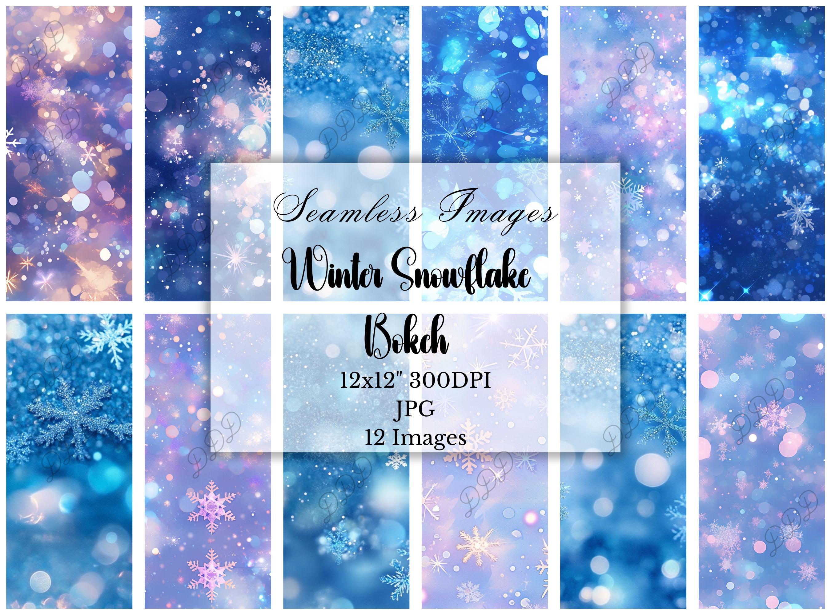 Winter Snowflake Bokeh Digital Paper Pack, 12x12 JPG, 300dpi Commercial ...