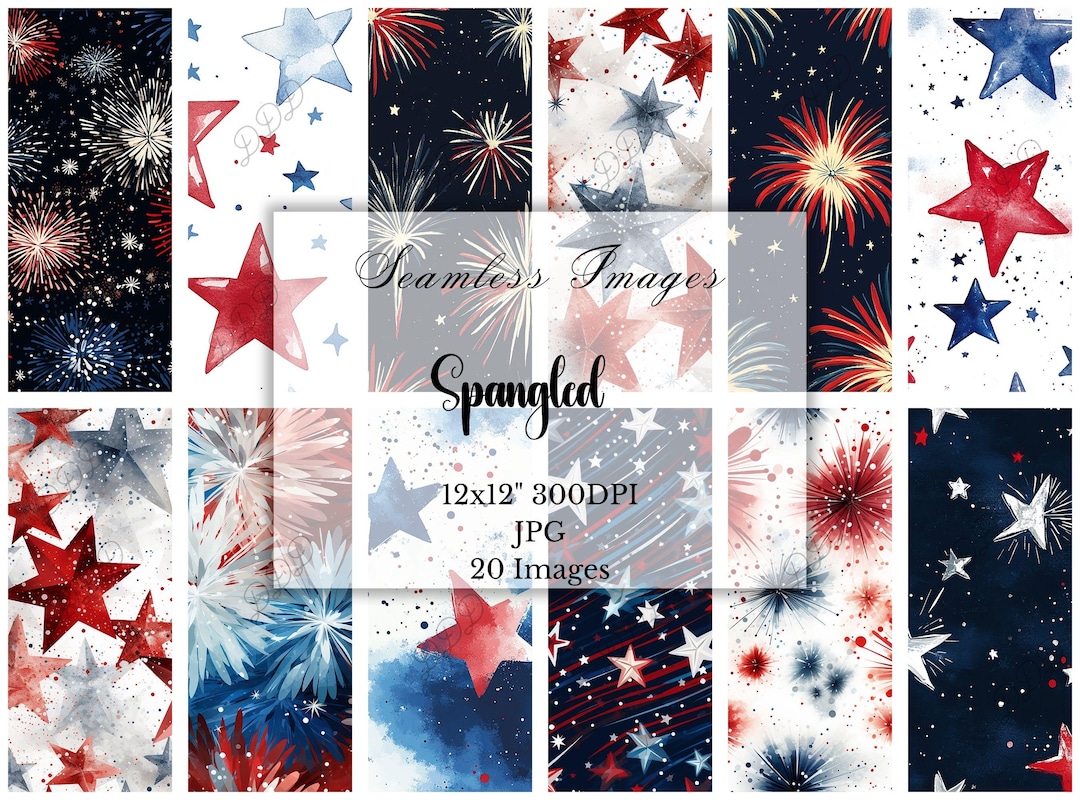 Stars and Fireworks Digital Paper, 4th of July, Memorial Day, Scrapbook ...