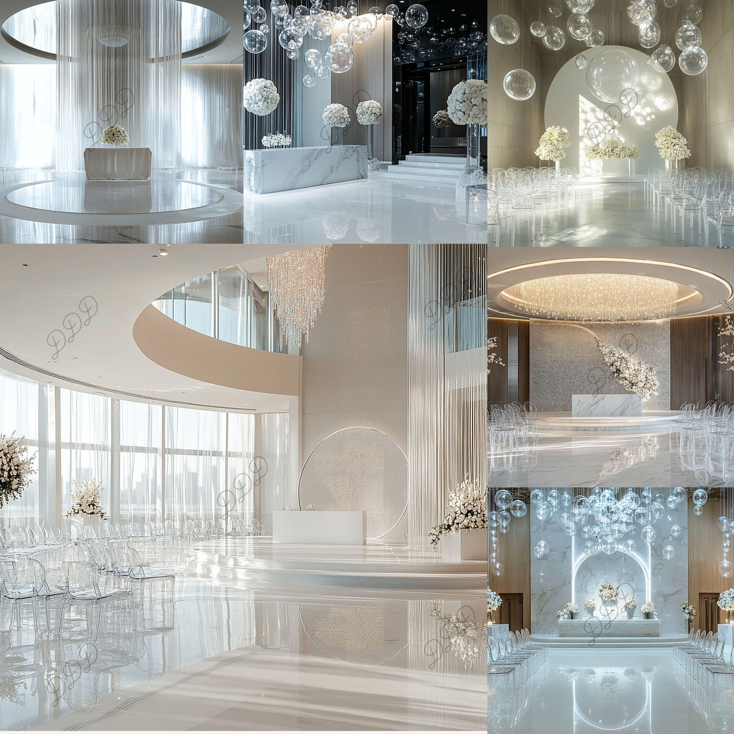 Modern Wedding Venue Digital Backdrops, Elegant Wedding Photography Backgrounds, 20 Pack, Clean ...