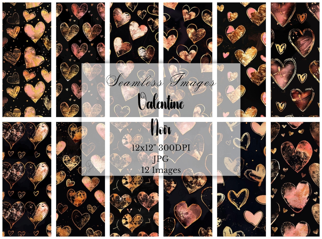 Pink & Gold Hearts Digital Paper: Valentine's Day Backgrounds, Seamless ...
