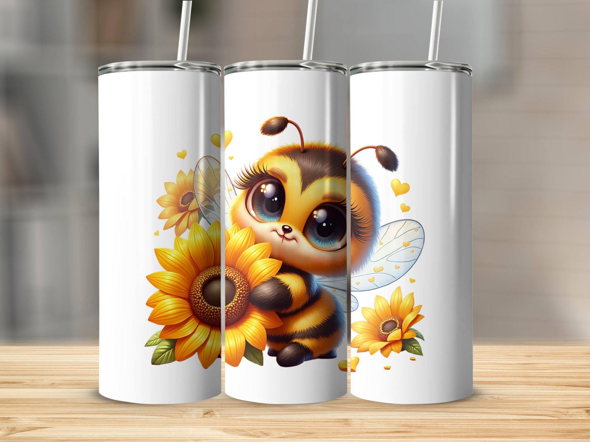 Cute Bumblebee and Sunflower Sublimation PNG, Adorable Baby Bee, High-resolution 300DPI PNG ...