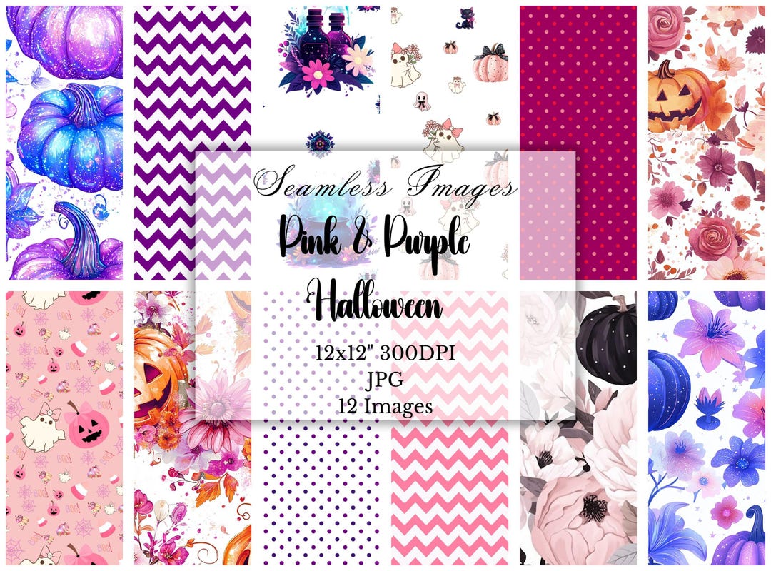 Pink & Purple Halloween Digital Paper: Cute Halloween Backgrounds ...