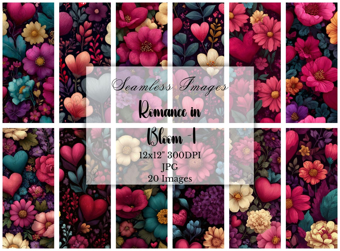 Dark Romantic Floral Digital Paper: Seamless Patterns, Commercial Use ...