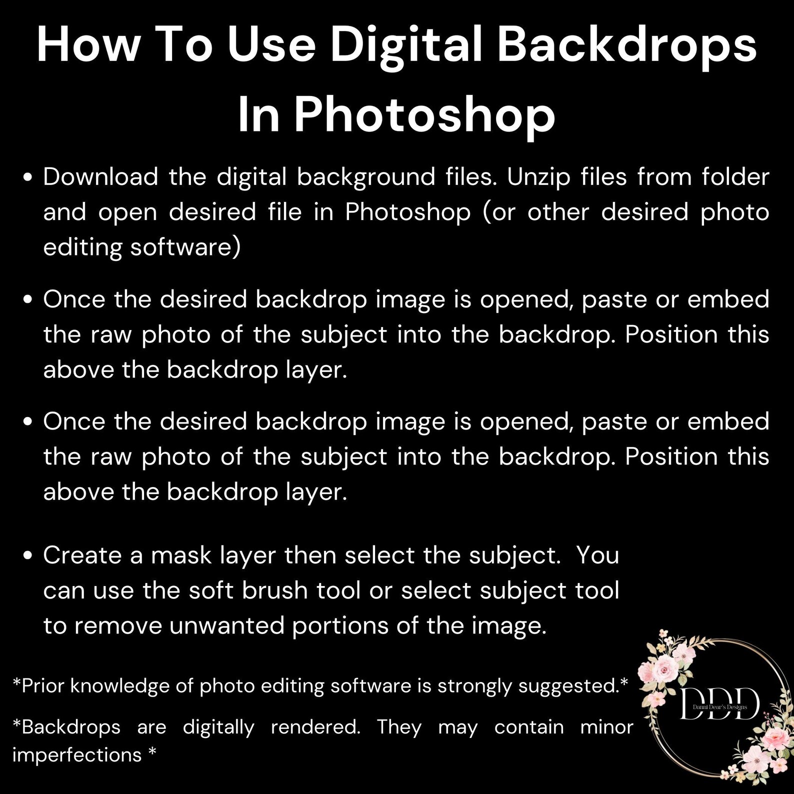 36 Floral Digital Backdrops, 2 Aspect Ratios, Photography Backgrounds ...