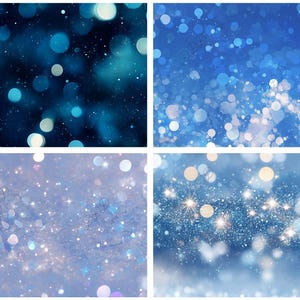Winter Bokeh Digital Paper: Blue Glitter Backgrounds, Sparkle Lights ...