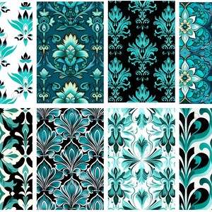 Teal and Aqua Digital Paper, Abstract Geometric Patterns, 20 Seamless ...