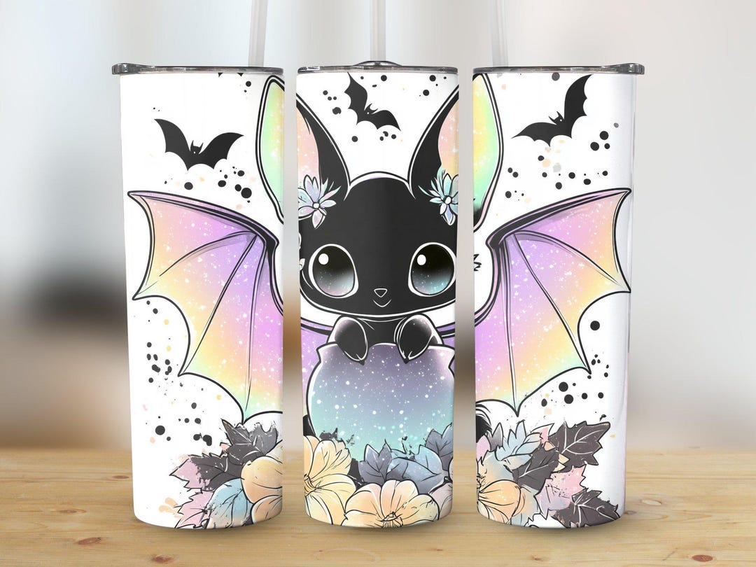 Cute Bat 20oz Skinny Tumbler Wraps Pastel Gradient, Digital Download ...