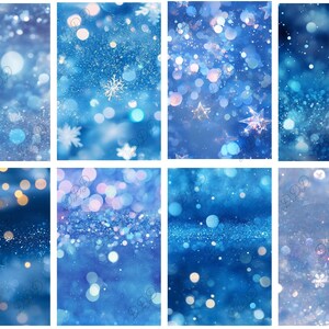 Winter Bokeh Digital Paper: Blue Glitter Backgrounds, Sparkle Lights ...