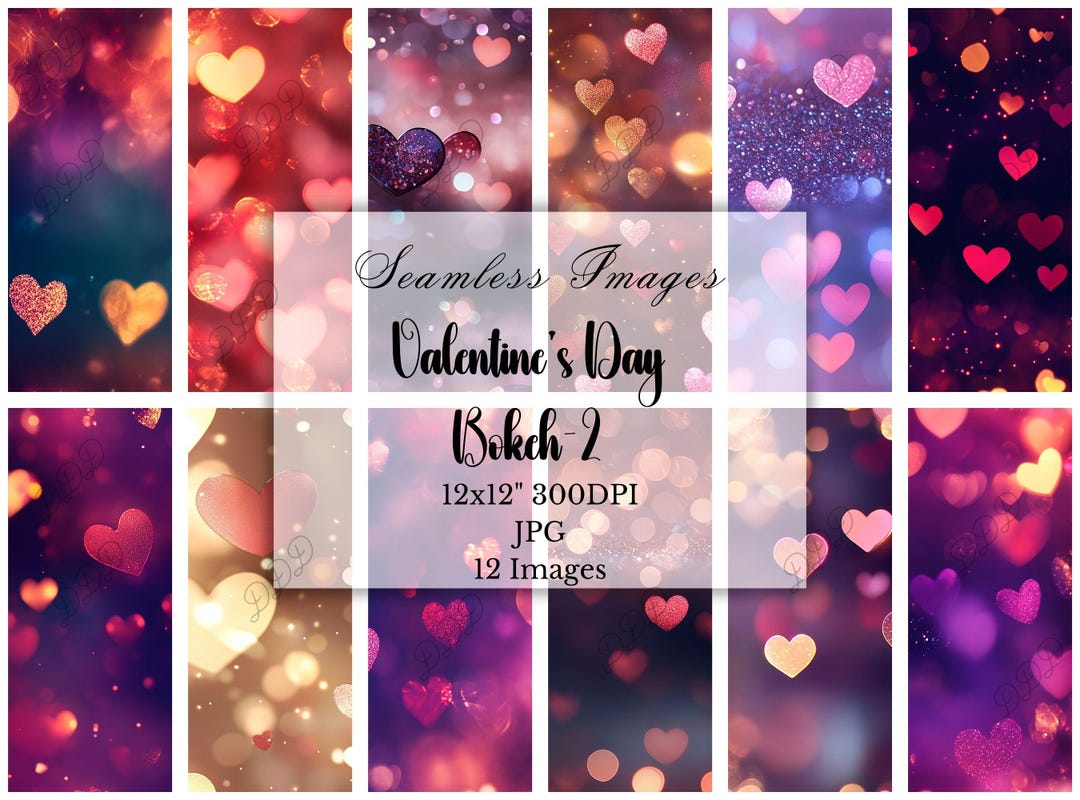 Valentine's Day Bokeh Digital Paper Pack, 12x12 JPG, 300dpi Commercial ...