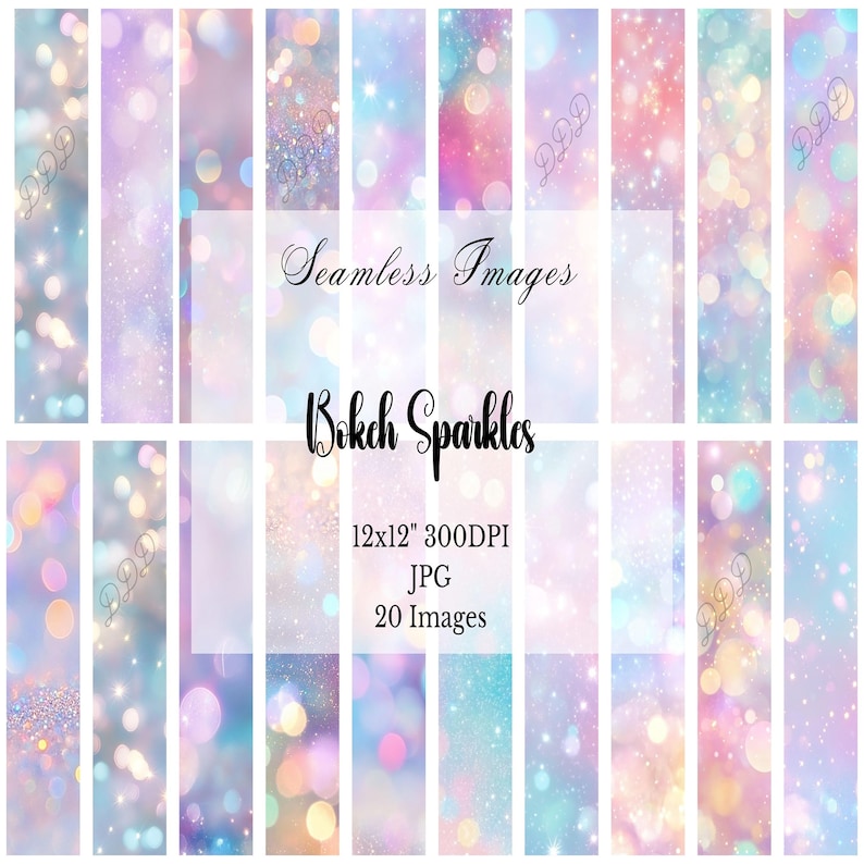 Spring Pastel Bokeh Digital Paper, Soft Light Sparkle, Seamless Images ...