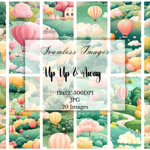 Hot Air Balloons Digital Paper Pack, 20 Seamless Jpgs, Scrapbook, Junk ...