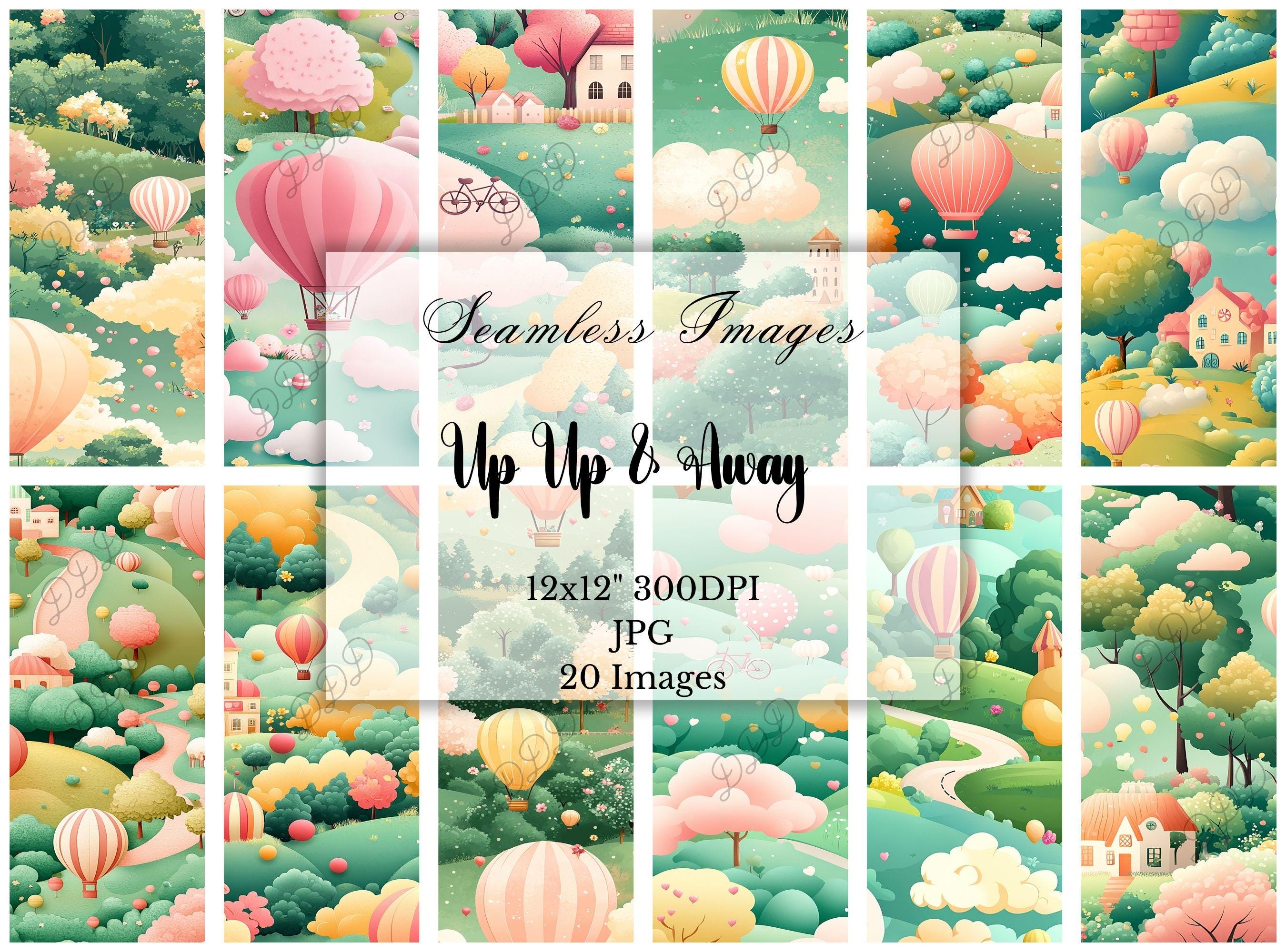 Hot Air Balloons Digital Paper Pack, 20 Seamless Jpgs, Scrapbook, Junk ...