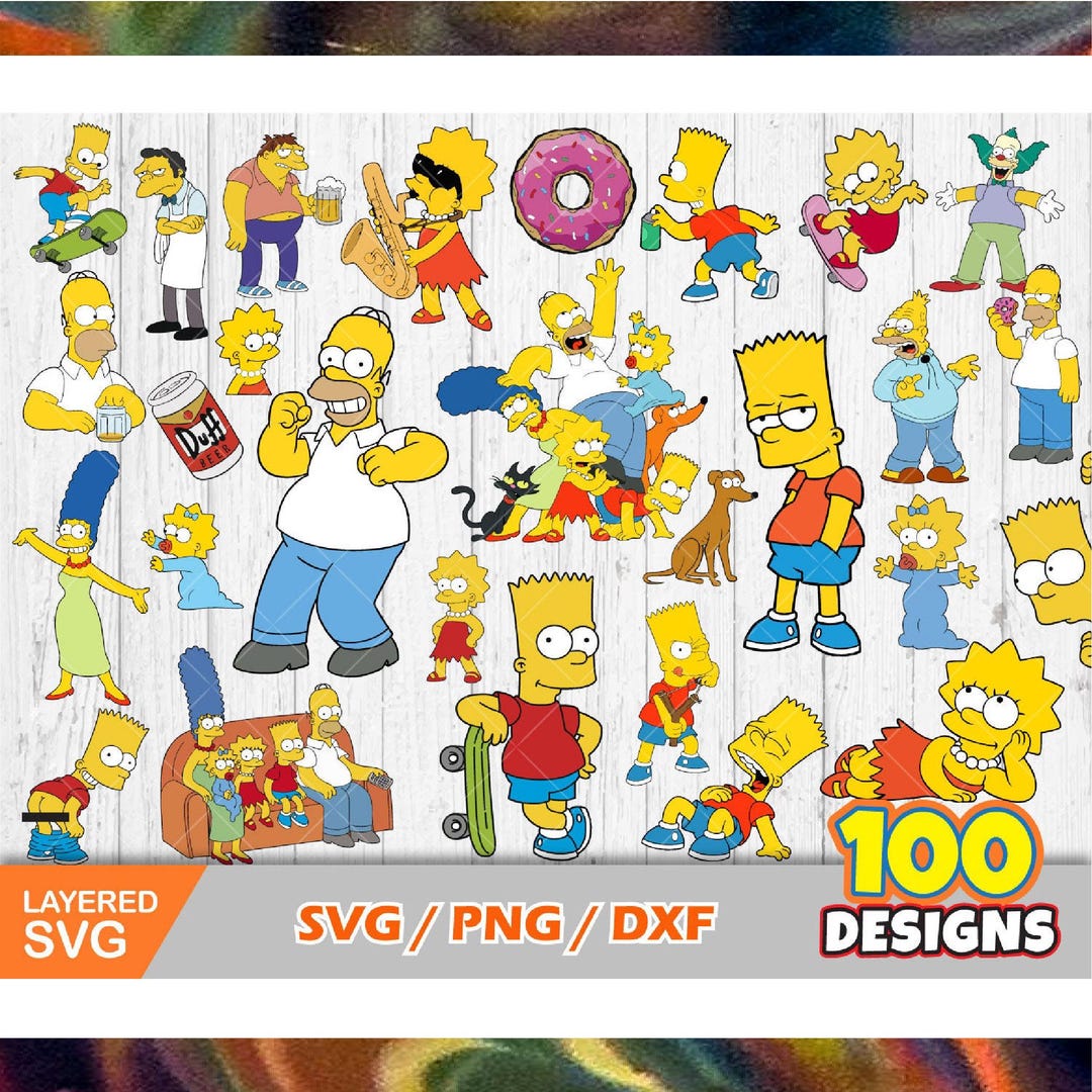 Simpsons Clip Art Bundle, Simpsons Svg Cut Files for Cricut ...