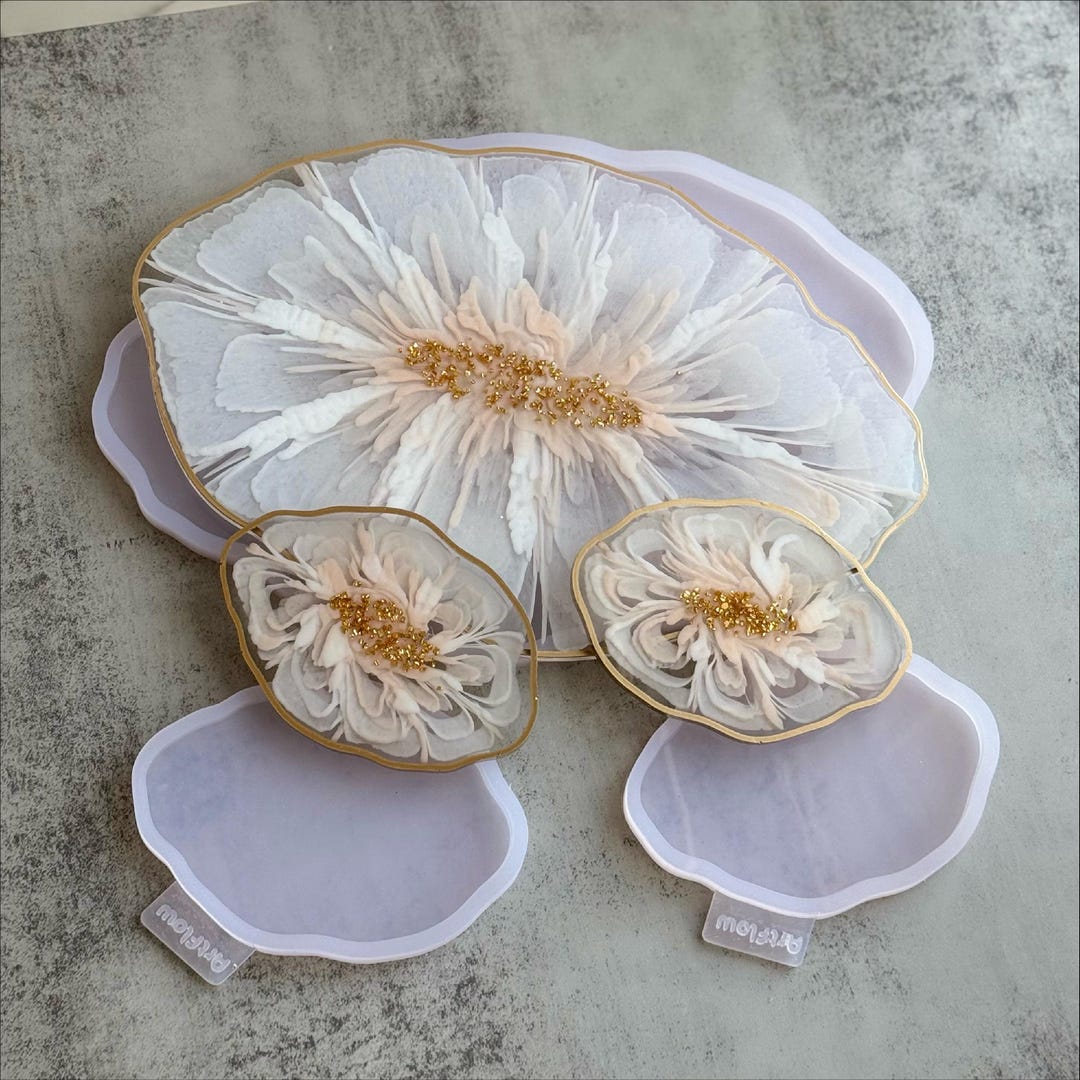 Geode Oval Set Tray & Coasters Molds | Silicone Tray Mold | Coasters ...