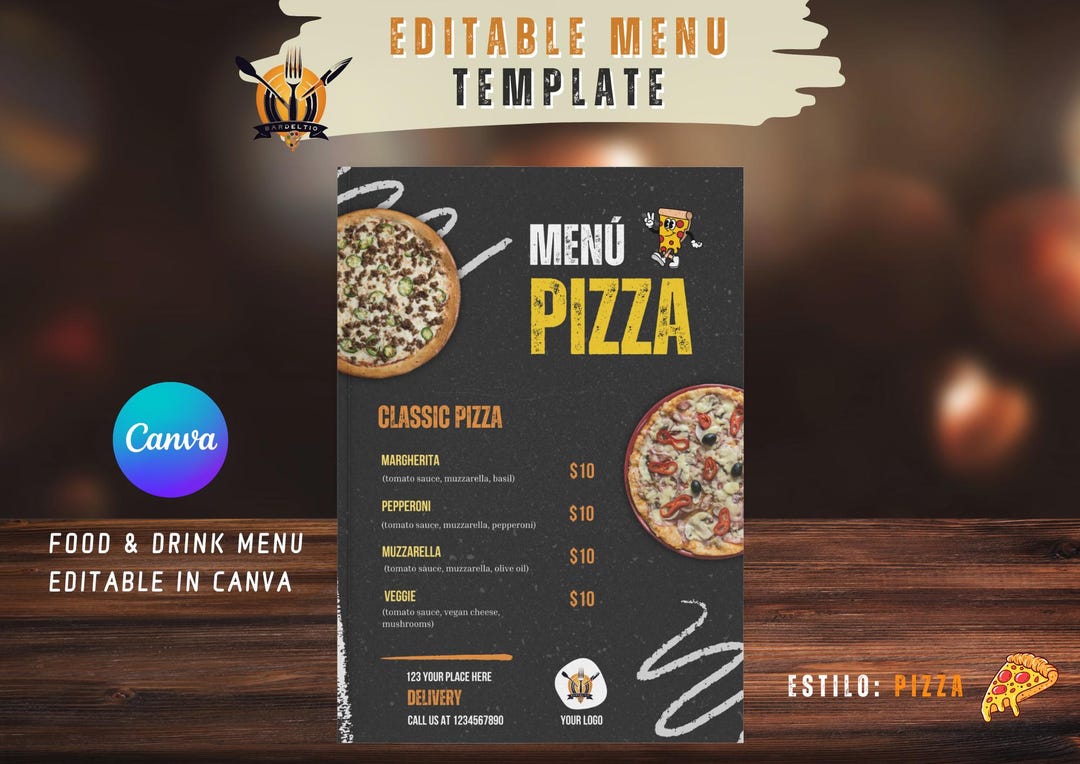 Editable Pizza Menu Template, Food and Drink Menu, Restaurant Menu ...
