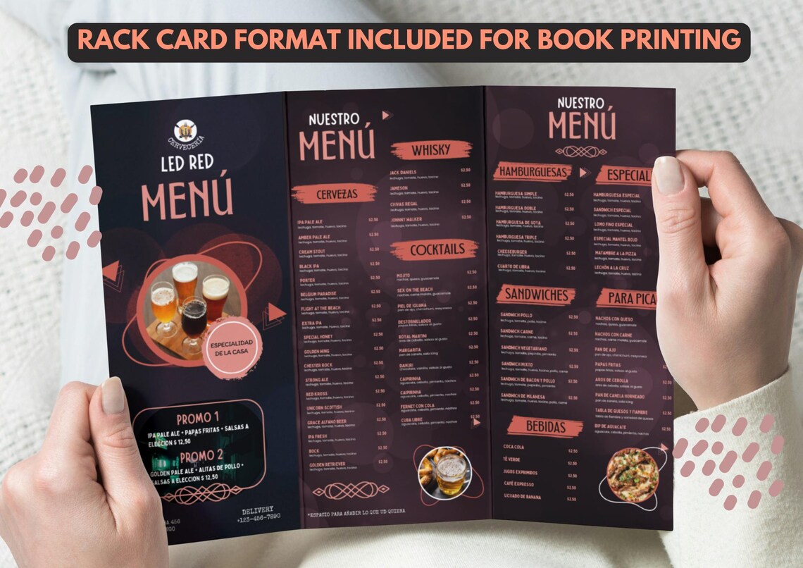 Editable Brewery Menu Template, Food and Drink Menu, Red Led Style ...