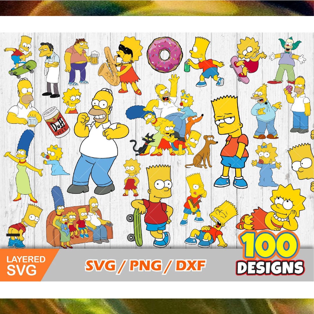 Simpsons Clip Art Bundle, Simpsons Svg Cut Files for Cricut ...