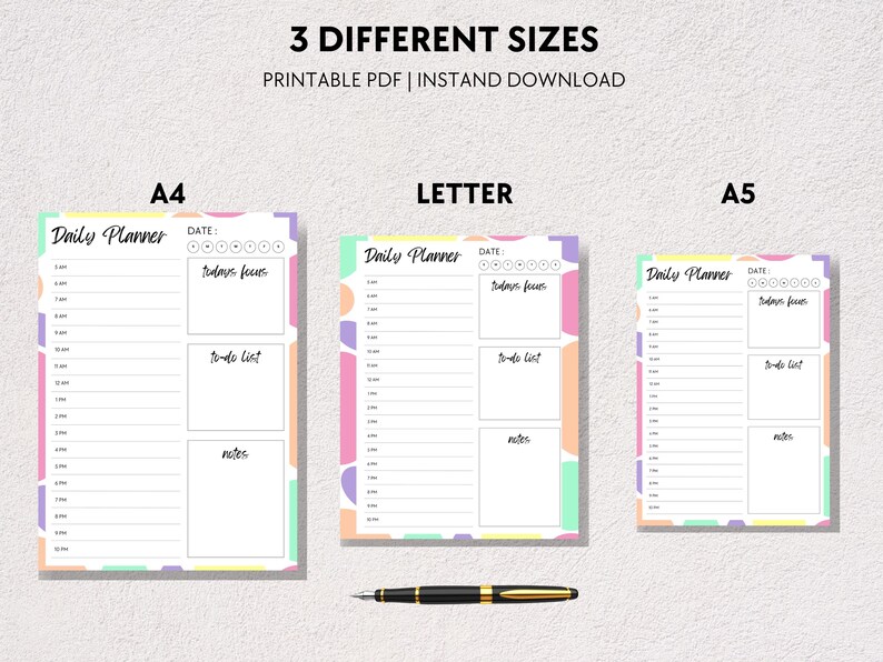 Daily Planner Printable Daily Planner Printable PDF Undated Daily ...