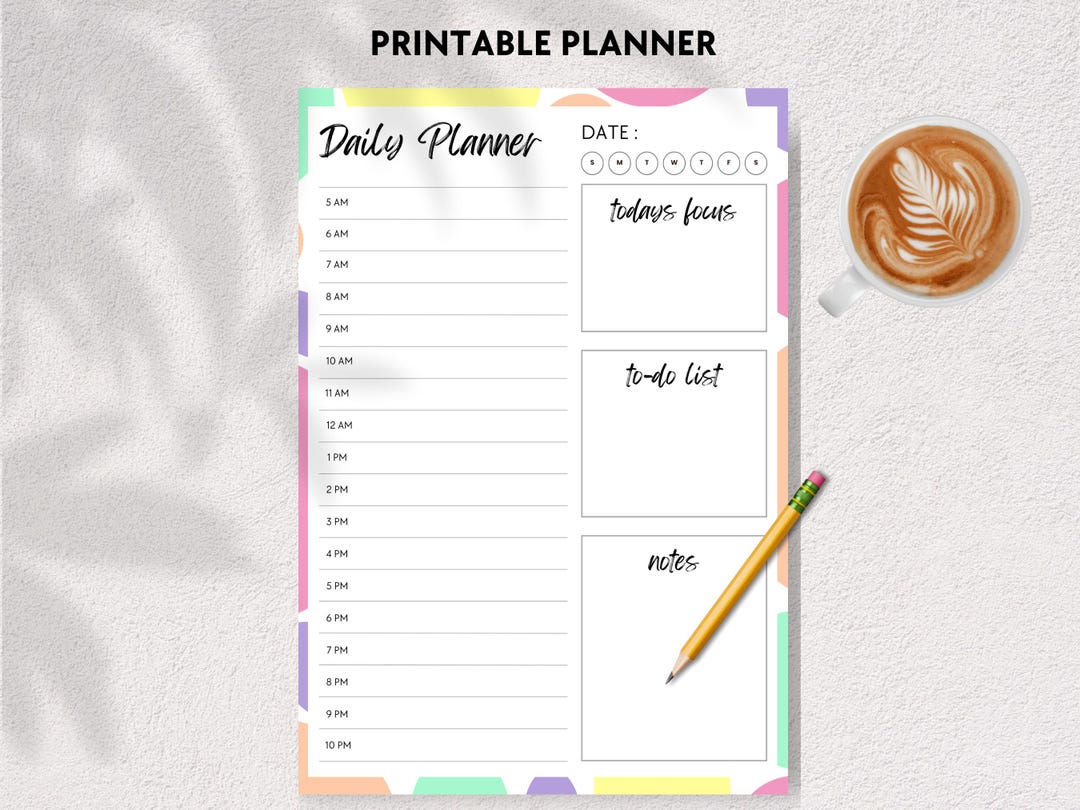 Daily Planner Printable Daily Planner Printable PDF Undated Daily ...