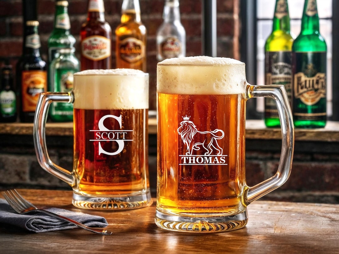 Personalized Beer Mug Glasses, Custom Name Beer Mug, Monogrammed Beer ...
