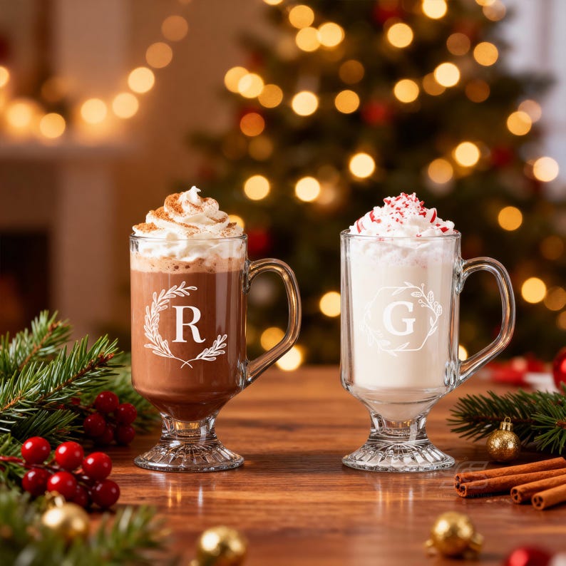 Personalized Glass Latte Mug, 10oz Custom Coffee Cup, Laser Engraved ...