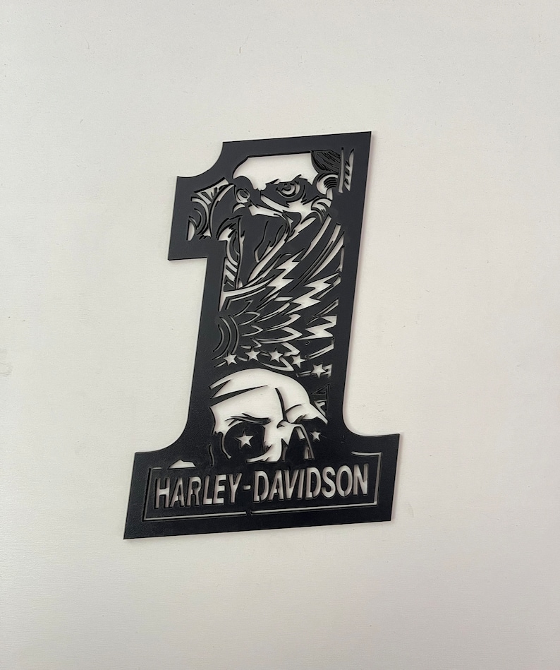 Harley-davidson Number 1 Logo Wooden Wall Art, Man Cave Decor ...